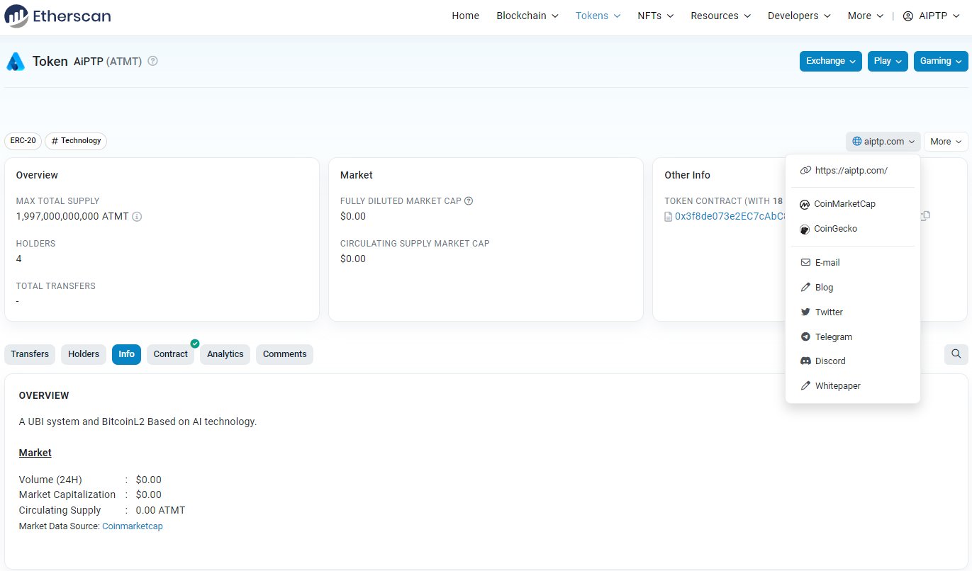 AIPTP.COM on Twitter: "$ATMT token info and logo updated on Etherscan now. Check https://t.co ...