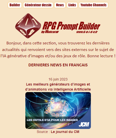 RPG Prompt Builder on Twitter: "News : Les meilleurs générateurs d’images et d’animations via ...