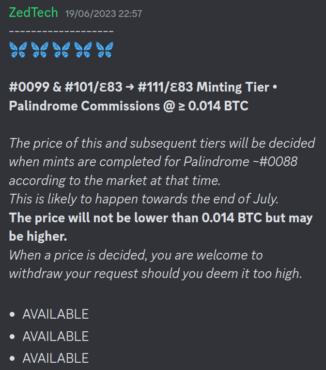 🦋 Palindromes.io on Twitter: "The last place on the fixed price minting tier of our 🦋 ...