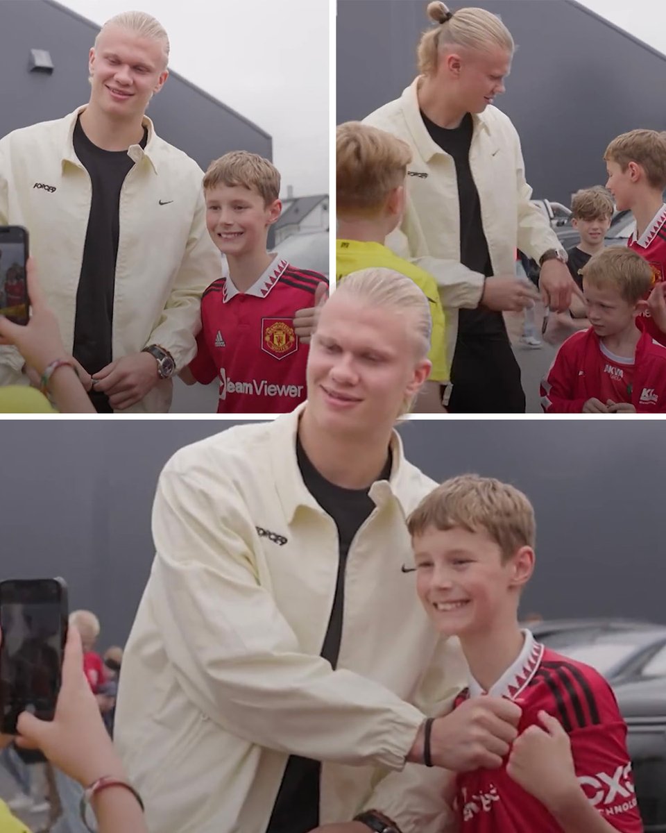 Erling Haaland covered the Man United badge after a young fan asked for ...