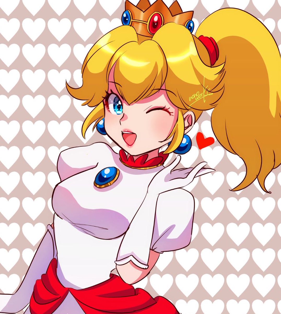 princess peach 1girl blonde hair solo crown ponytail blue eyes long ...