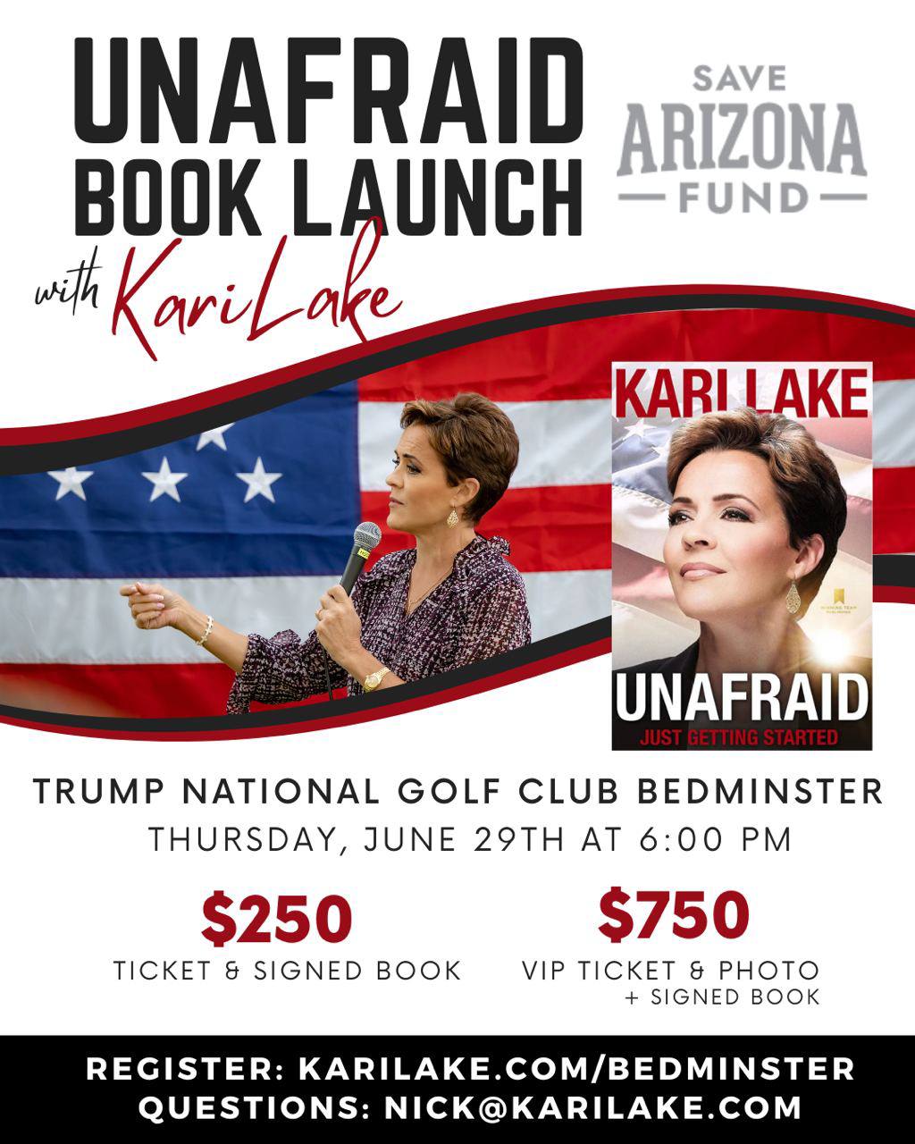 Kari Lake on Twitter: "The book launch for Unafraid: Just Getting Started with be at the Trump ...