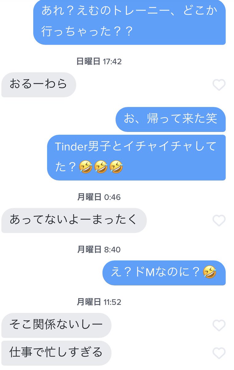 ドコカノダレカ 既婚者×ネトナン On Twitter Tinder女子はすぐにいなくなる。だから掘り返すことが重要だし、「仕事」「忙しい