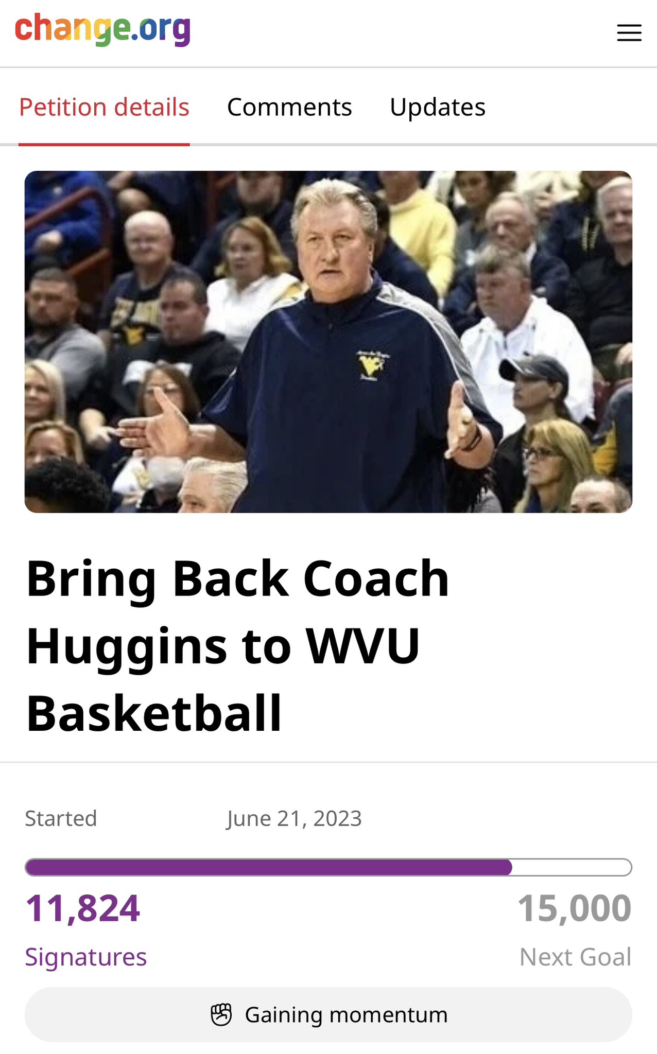 Message Board Geniuses on Twitter: "Sign the Petition! Reinstate Bob Huggins! https://t.co ...