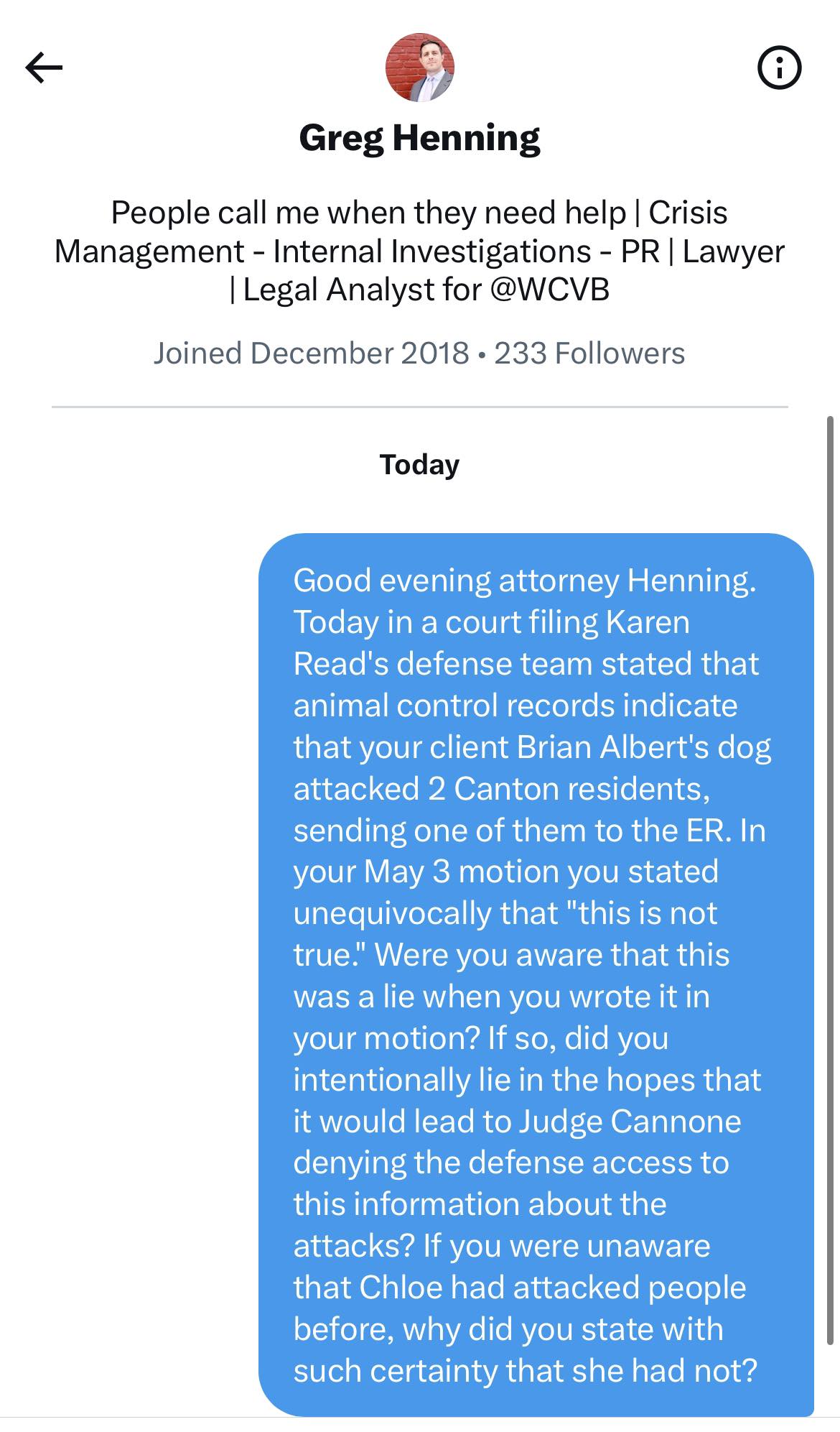 Aidan Kearney on Twitter: "Henning works for WCVB as their legal analyst. They are the ONLY ...