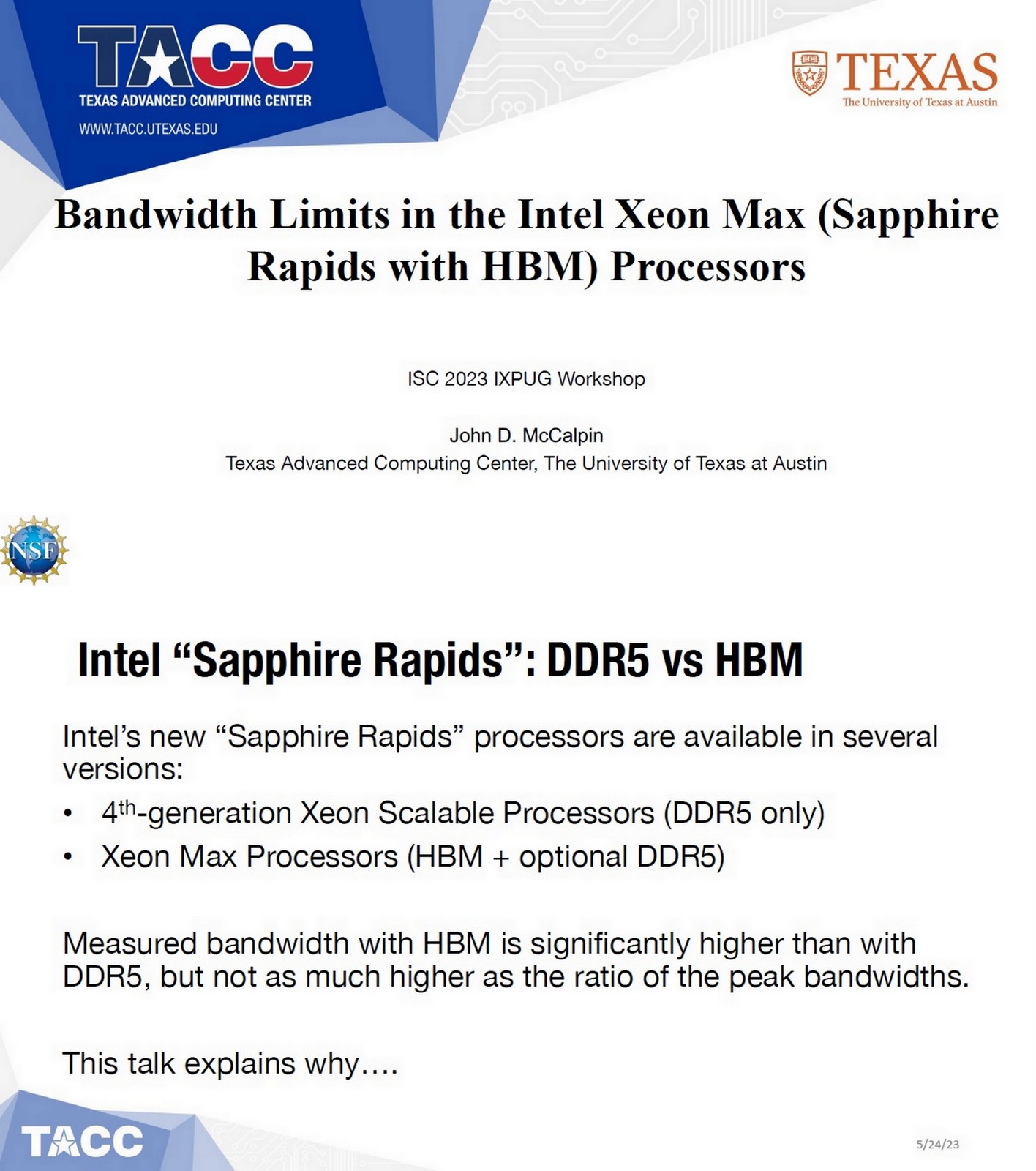 OGAWA, Tadashi on Twitter: "=> Bandwidth Limits in the Intel Xeon Max (SPR with HBM) Processors ...