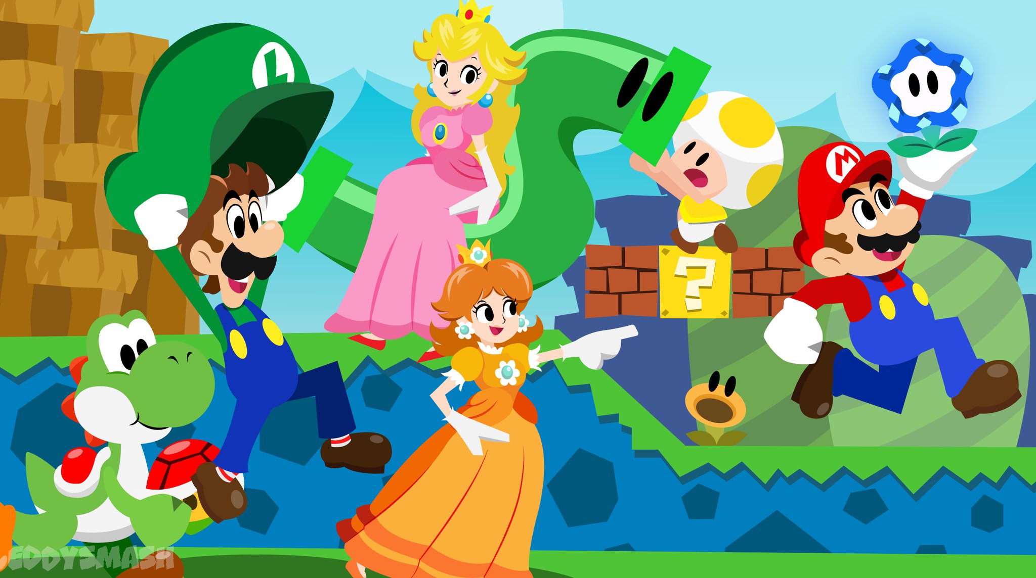 Mario And Luigi And Peach And Daisy Peach, Daisy, Mario, And Luigi By
