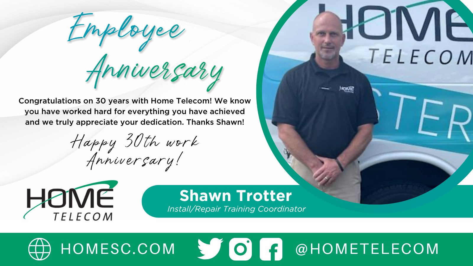 Home Telecom on Twitter: "Congratulations, Shawn! 🎉 Thank you for being part of our company’s ...