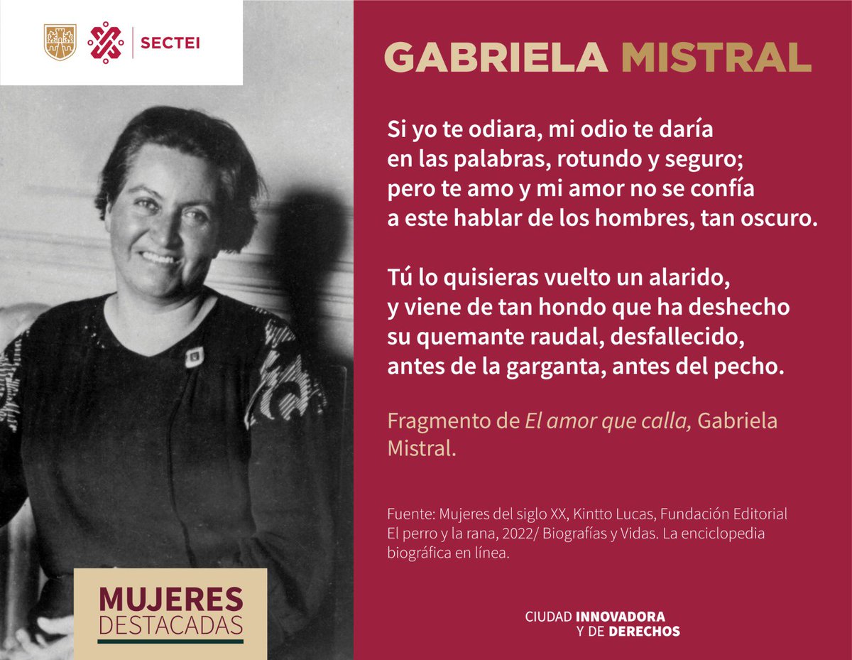 Sectei Cdmx On Twitter Gabriela Mistral Seudónimo De Lucila Godoy