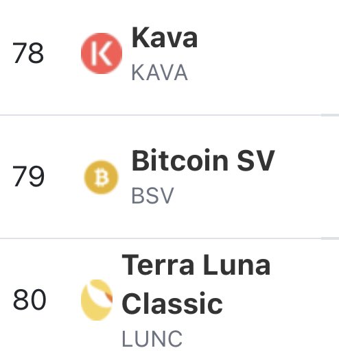 cryosats on Twitter: "RT @hodlonaut: Kava passed BSV. Terra Luna Classic next."