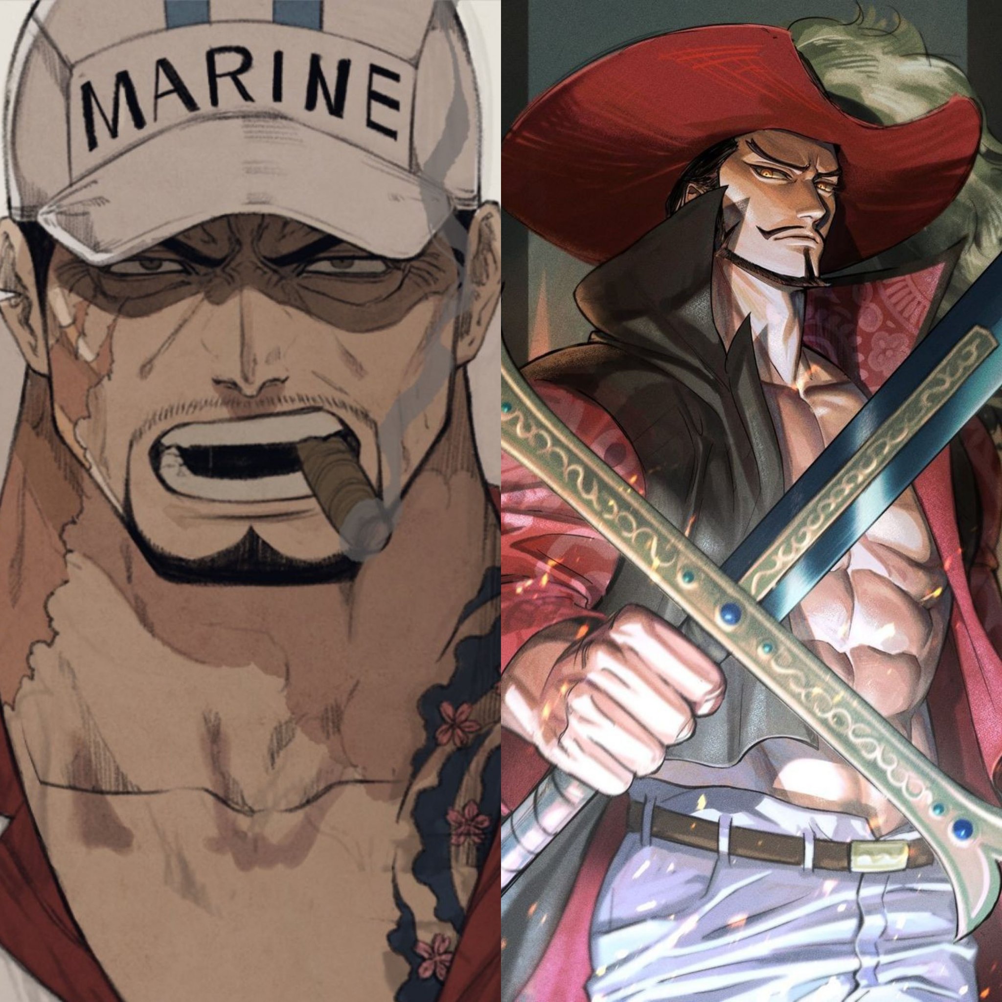 One Piece Mihawk Vs Akainu