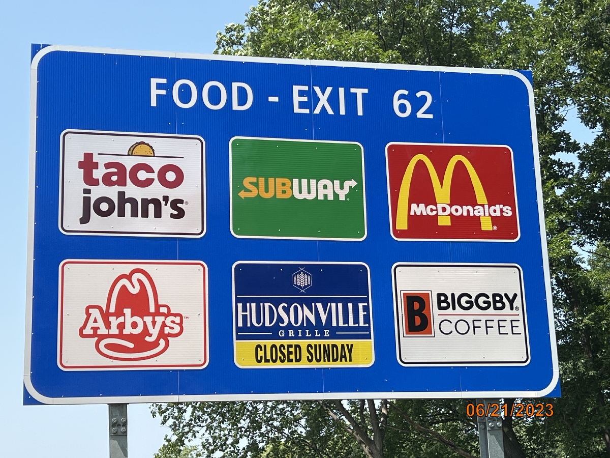 Highway Food Sign
