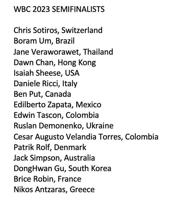 Barista Magazine on Twitter: "WBC 2023 SEMIFINALISTS https://t.co/bk51KfpFo2 https://t.co ...