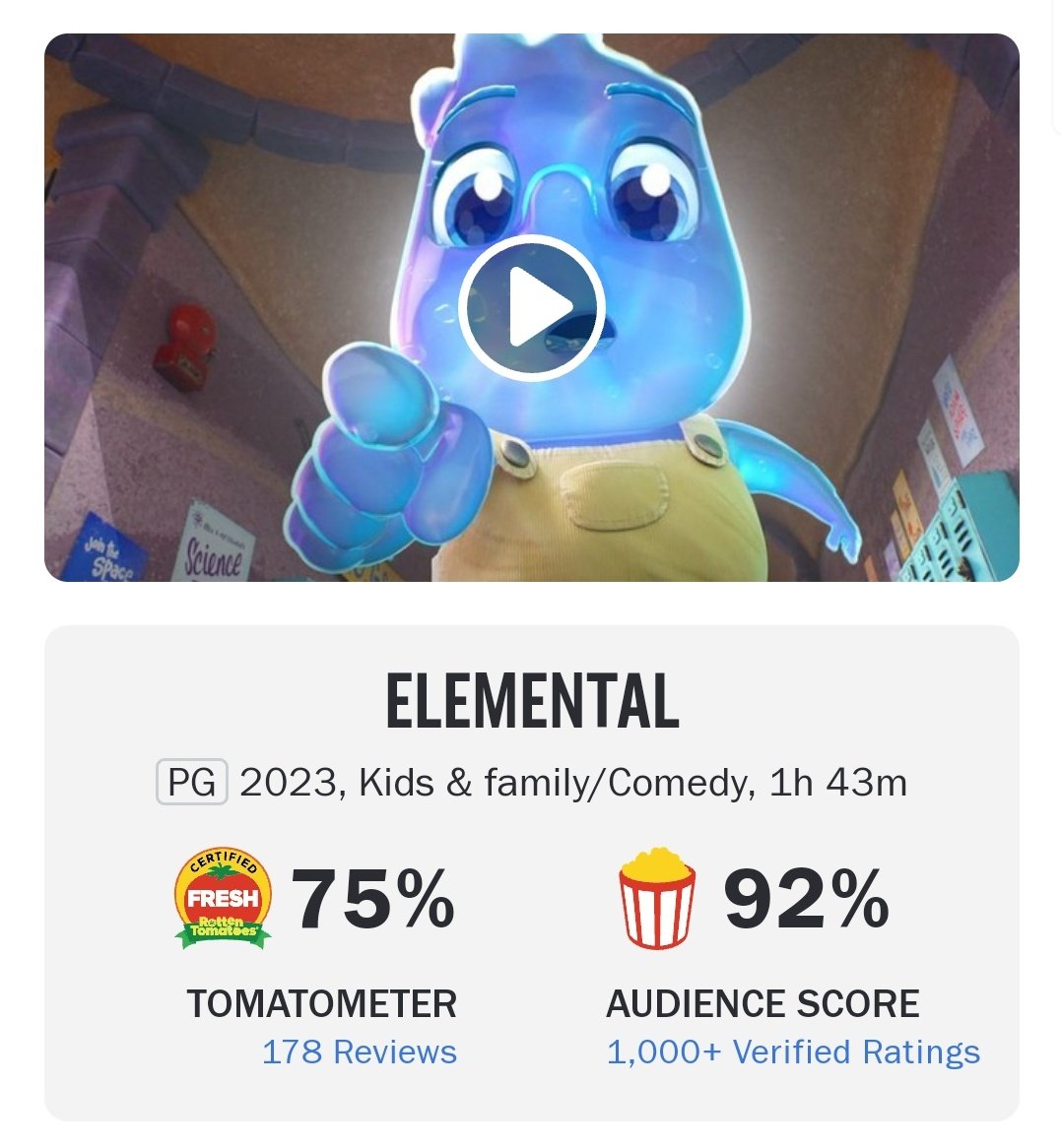 Disney Animation Promos on Twitter: "Pixar’s #Elemental is now Certified Fresh on Rotten ...