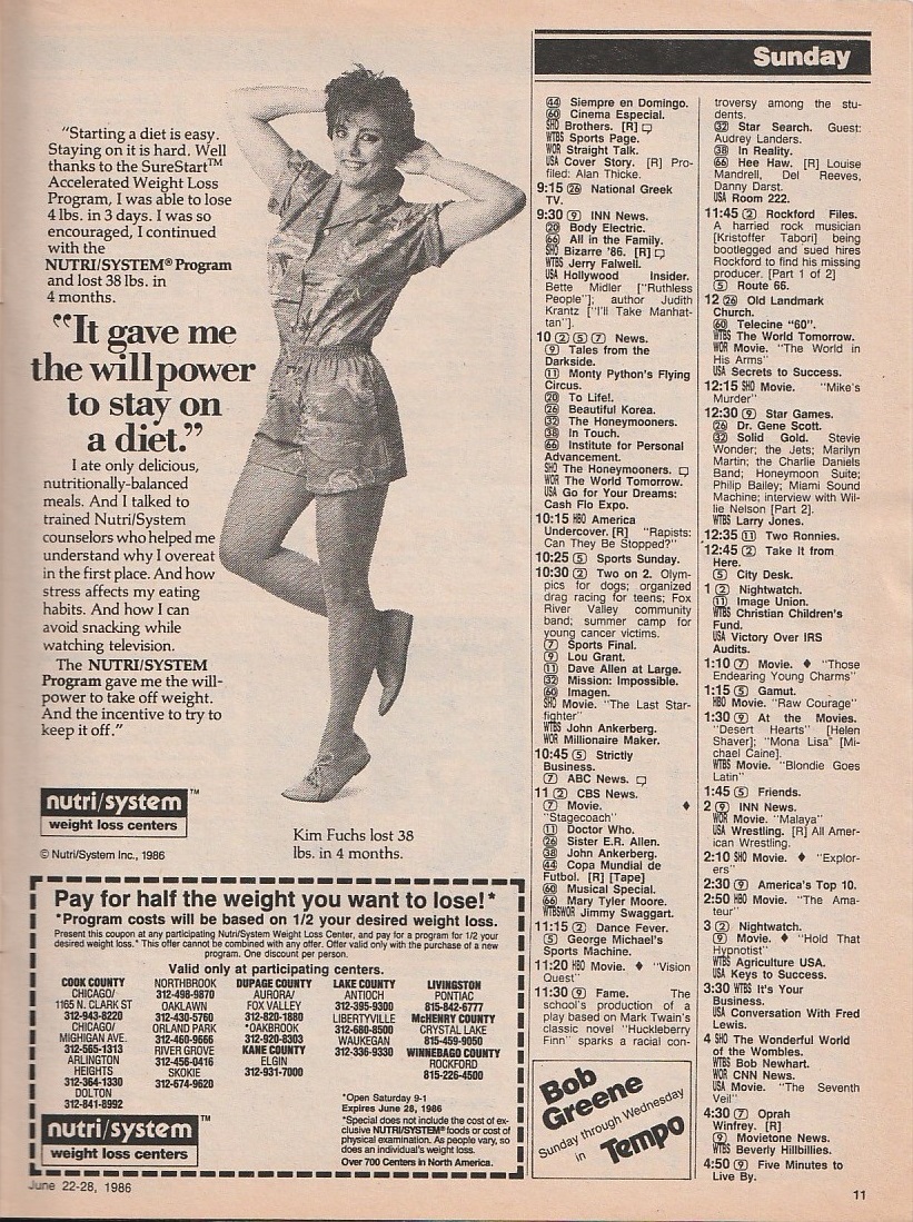 Chicago TV Guides on Twitter: "#OTD in 1986 Solid Gold, Murder She Wrote, Star Search, Amazing ...