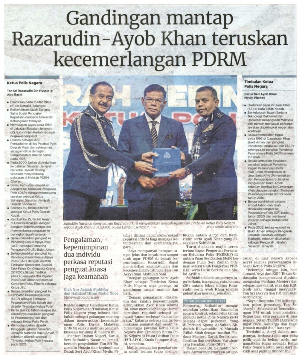 Polis Diraja M'sia on Twitter: "KERATAN AKHBAR PILIHAN: GANDINGAN MANTAP TAN SRI RAZARUDIN-DATUK ...