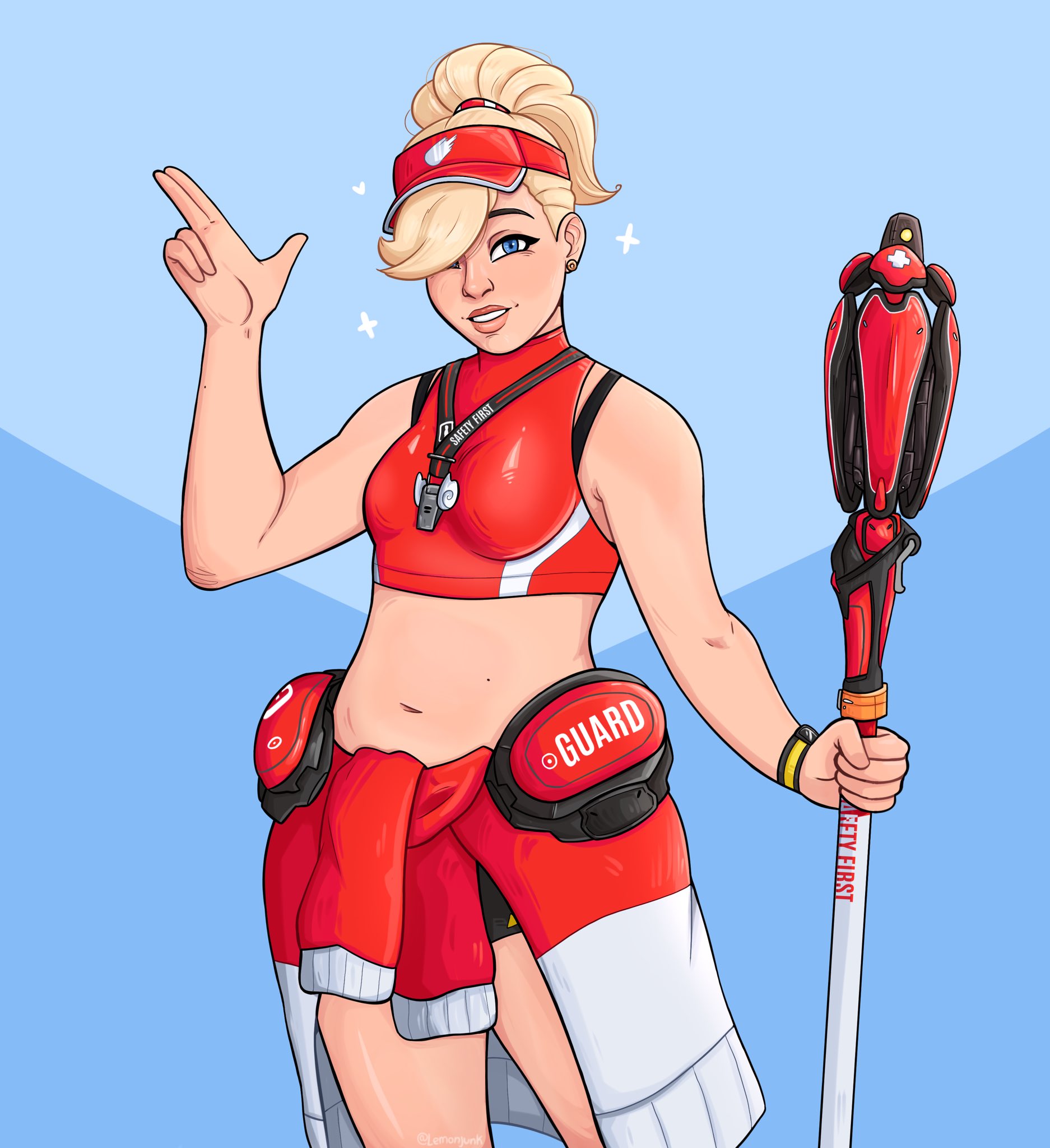 LemonJunk💛🤍💜🖤 on Twitter: "Lifeguard Mercy???:0 - #Overwatch #OverwatchFanart #OW2 #Mercy https ...