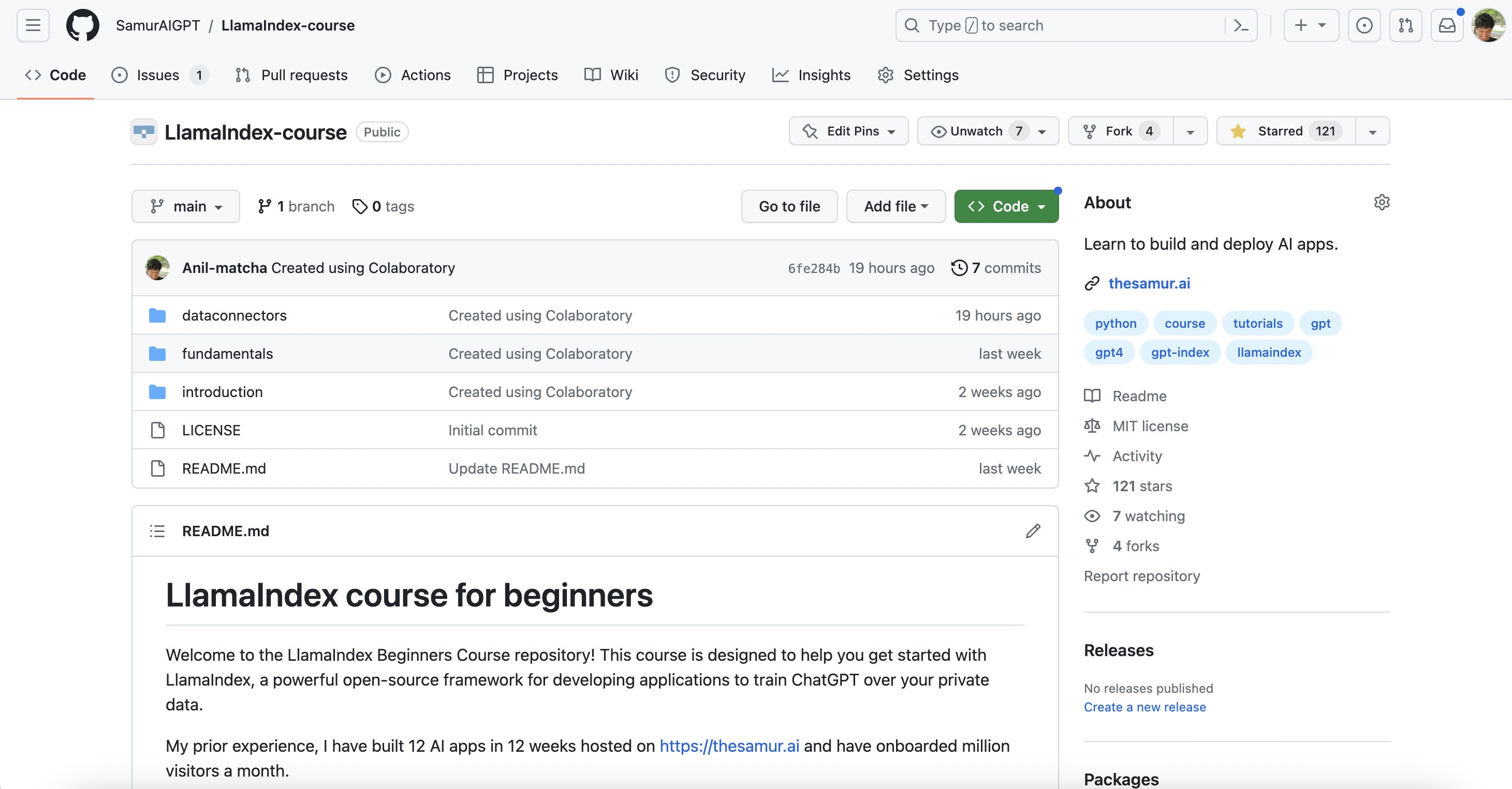 Anil Chandra Naidu Matcha on Twitter: "Wow 🤯 @llama_index course now has 120+ stars and growing ...