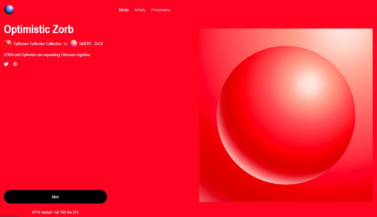 Mikolaj Tomczak 🛸 on Twitter: "🪂 Optimistic Zorb #NFT by @ourZORA x @optimismFND Możemy mintować ...