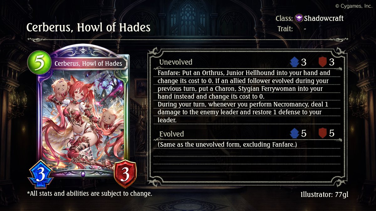 Shadowverse on Twitter: "New Heroes of Rivenbrandt card reveals! Cerberus, Howl of Hades ...