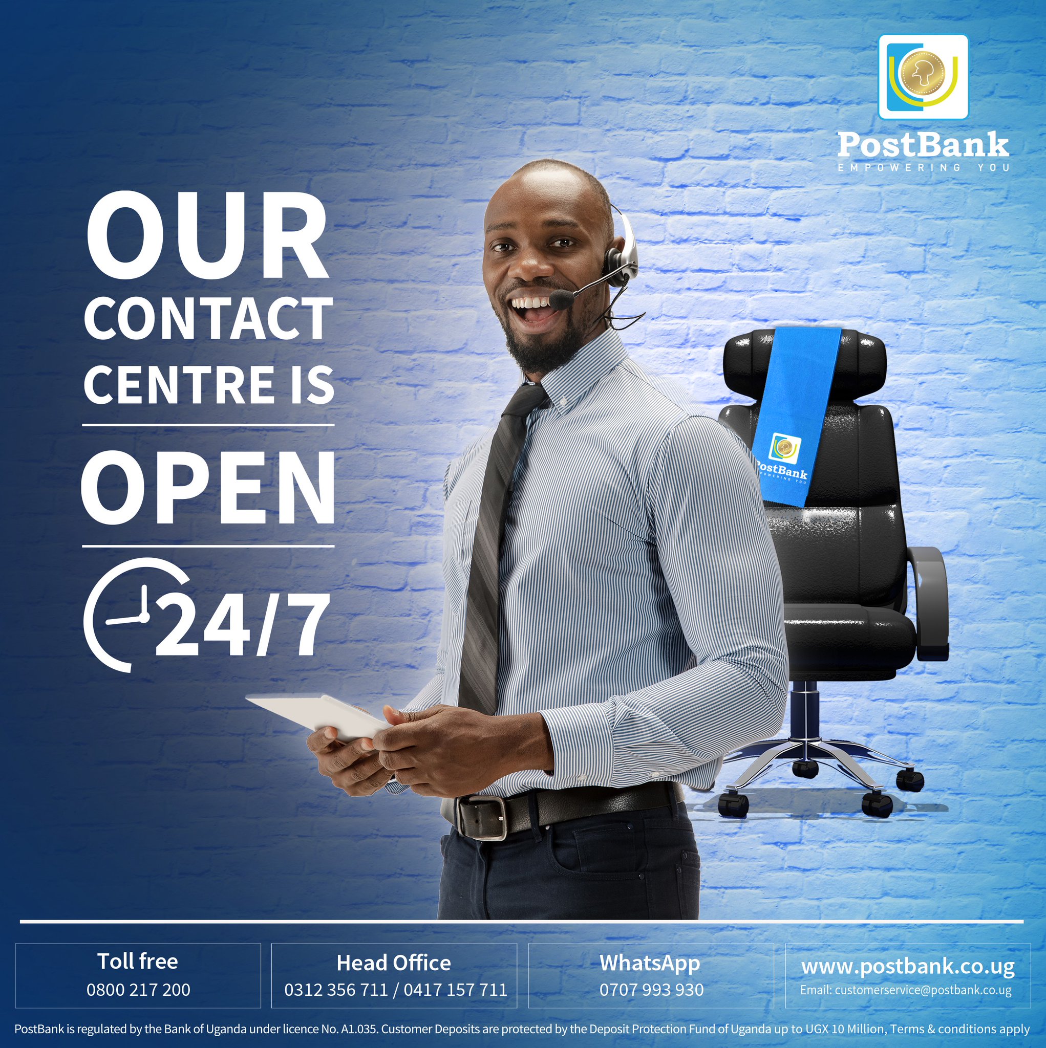 PostBank Uganda on Twitter: "Customer satisfaction is our top priority! Our dedicated contact ...