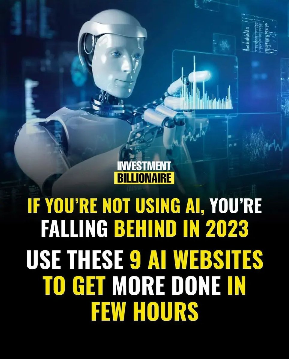 If your not using AI you are falling behind in 2023. Use these 9 sites ...