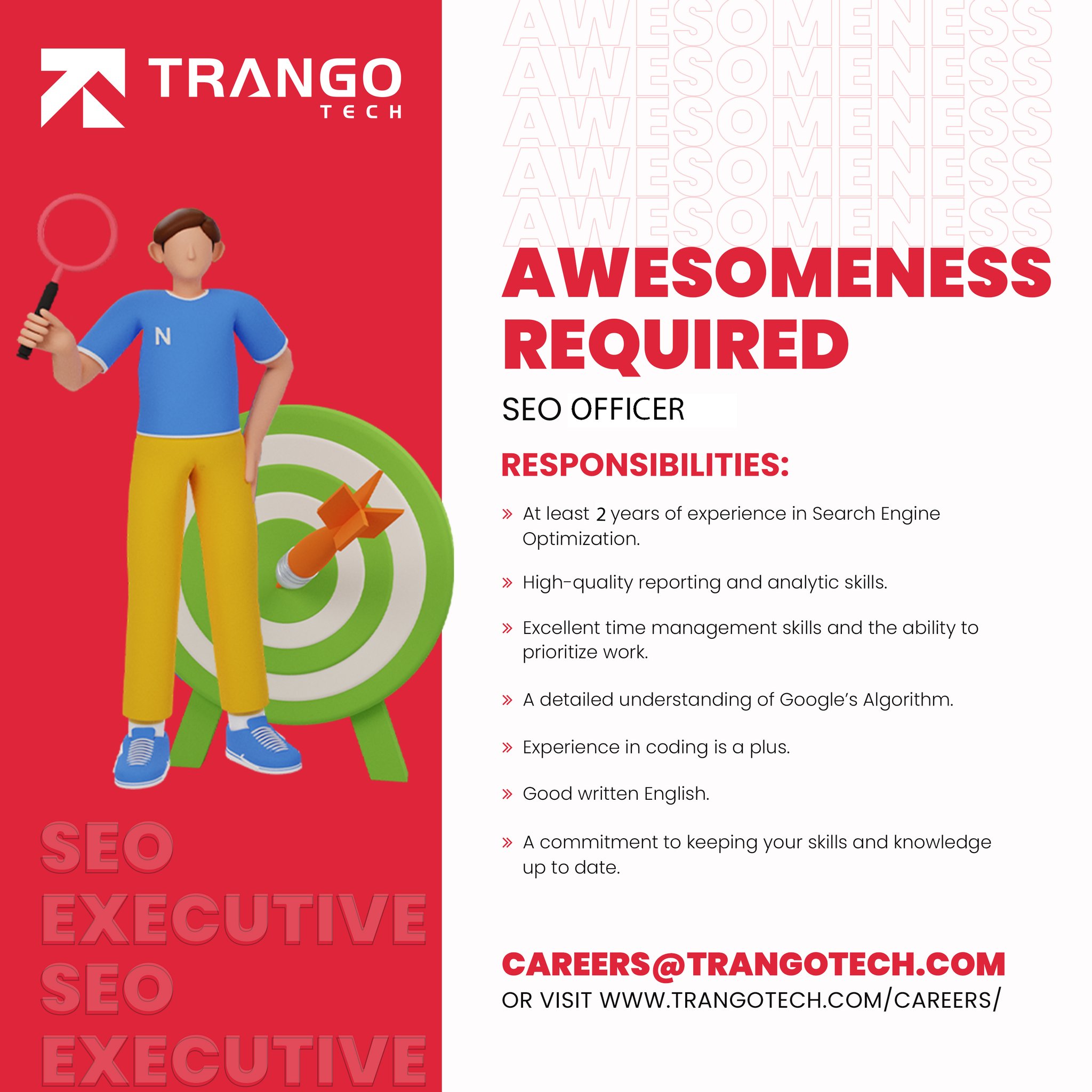 Trango Tech on Twitter: "Trango Tech is hiring for the position of 'SEO OFFICER' Join our team ...