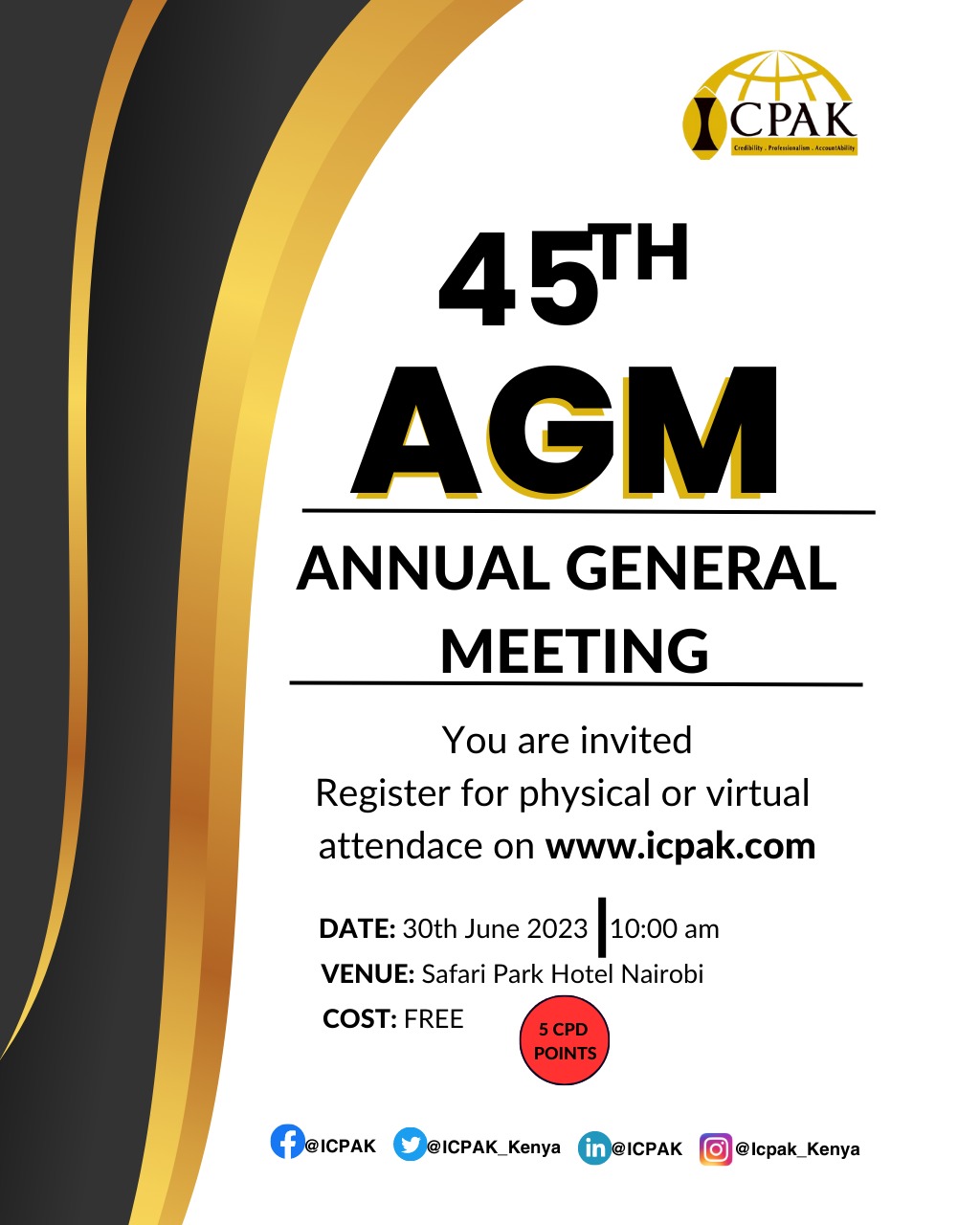 ICPAK on Twitter: "Dear member, We are pleased to invite you to the 45th Annual General Meeting ...