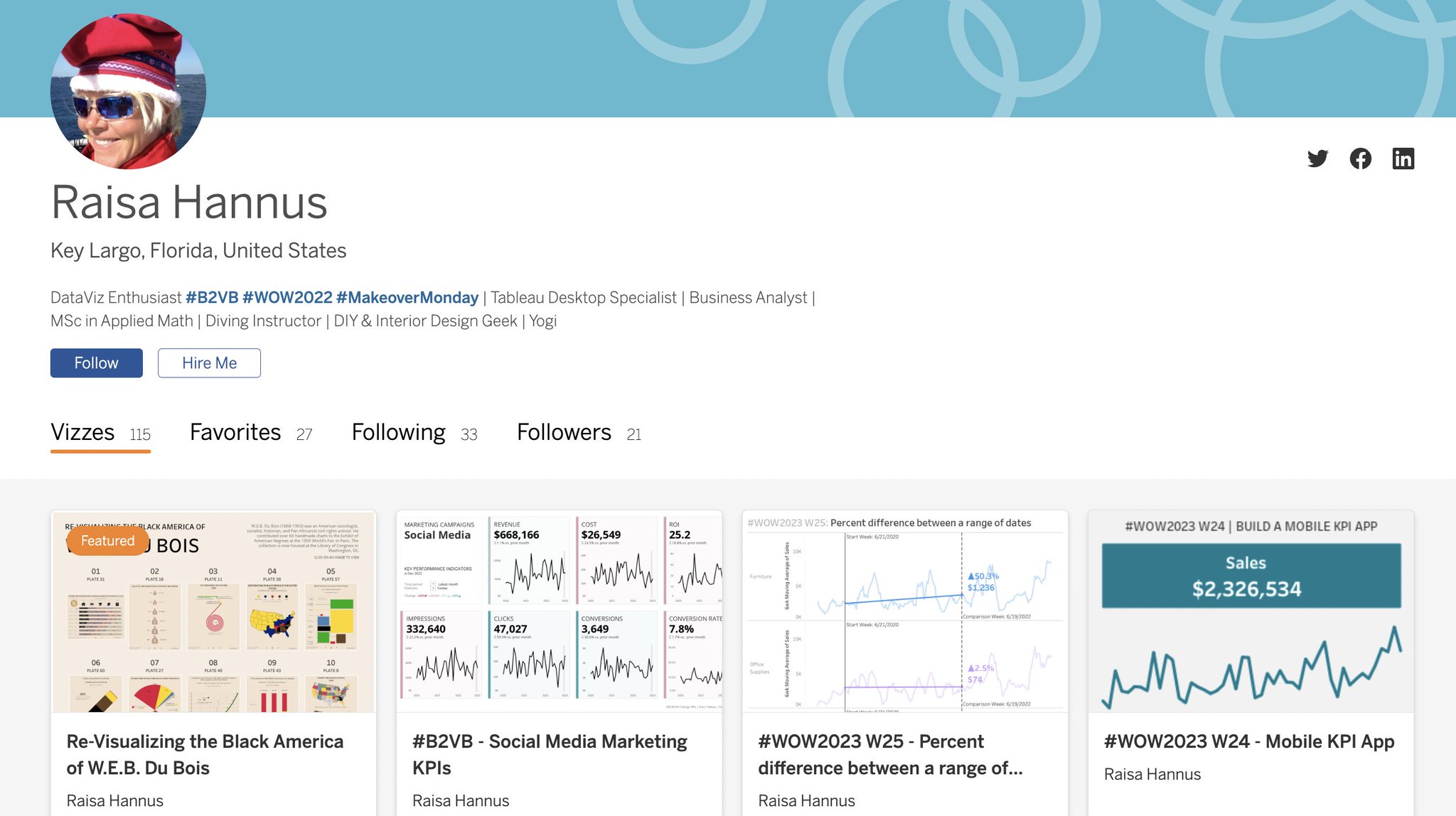 Elisa Davis on Twitter: "#datafam it's #TableauFF. Today I'm featuring Raisa Hannus, @Blu7ip. I ...