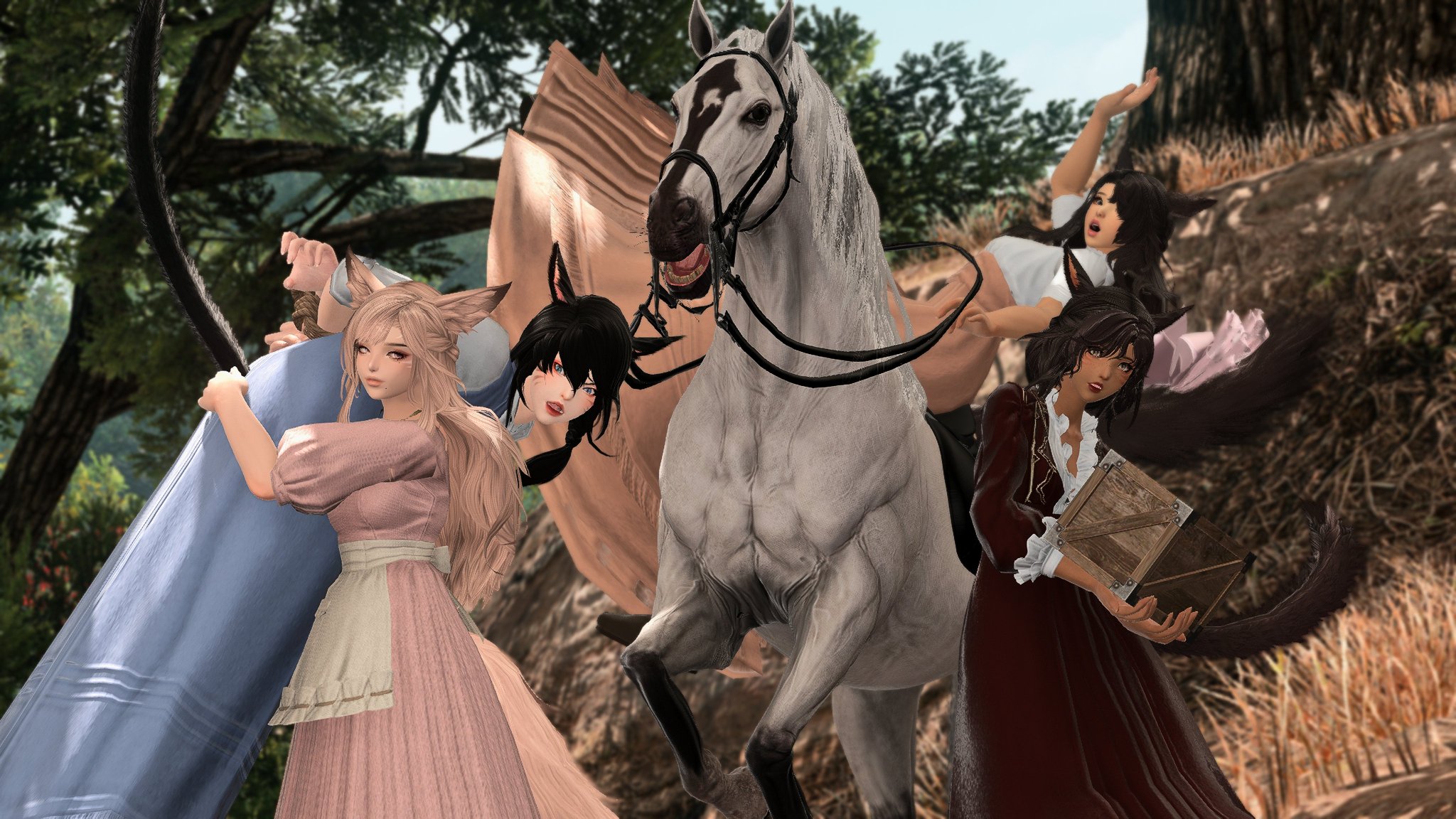 niki on Twitter: "the horse girlies are playing rdo #gposers ♡ #ffxivscreenshots ♡ #miqote https ...