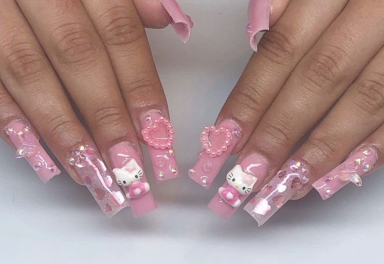 Cute Hello Kitty Acrylic Nails