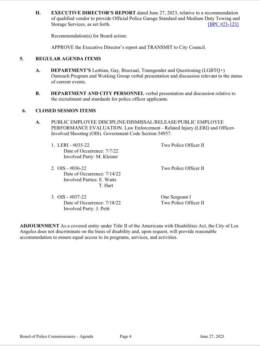 La Police Commission On Twitter Agenda For The Board Of Police
