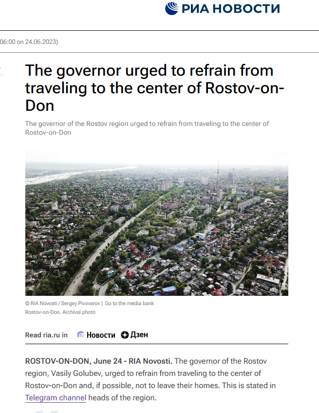 JATOSINT on Twitter: "Pasukan dan tank Wagner dikabarkan masuk ke kota Rostov, Rusia, dan ...