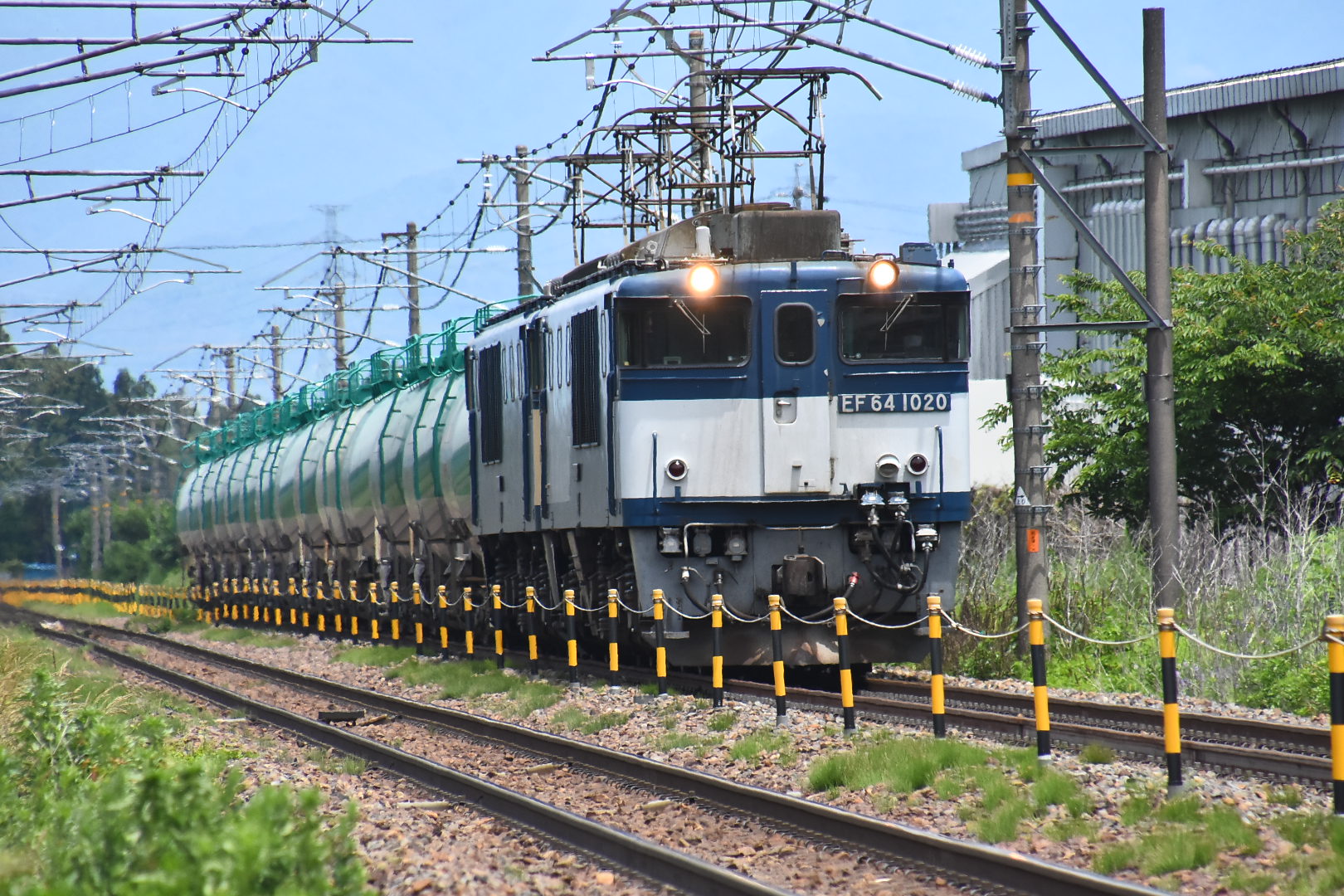 おな on Twitter: "本日の西線貨物8084ﾚは、EF64-1020＋1021号機の更新色(JRFマーク無し)+原色重連にて、緑タキを14両牽いて定刻に上がりました～ ️ https ...