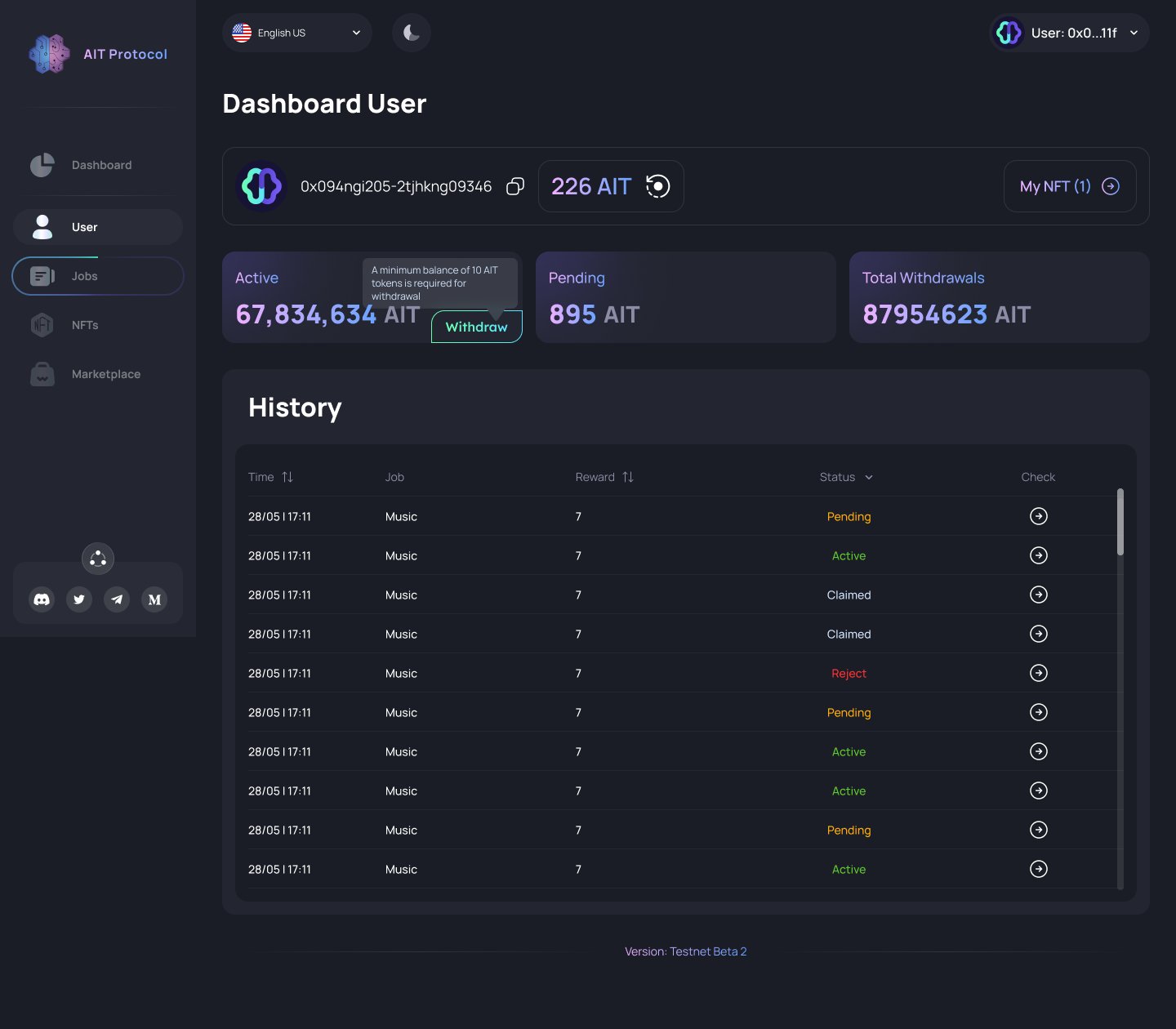 AIT Protocol on Twitter: "@AITProtocol The exclusive user's dashboard https://t.co/Rp8UR2K22b ...