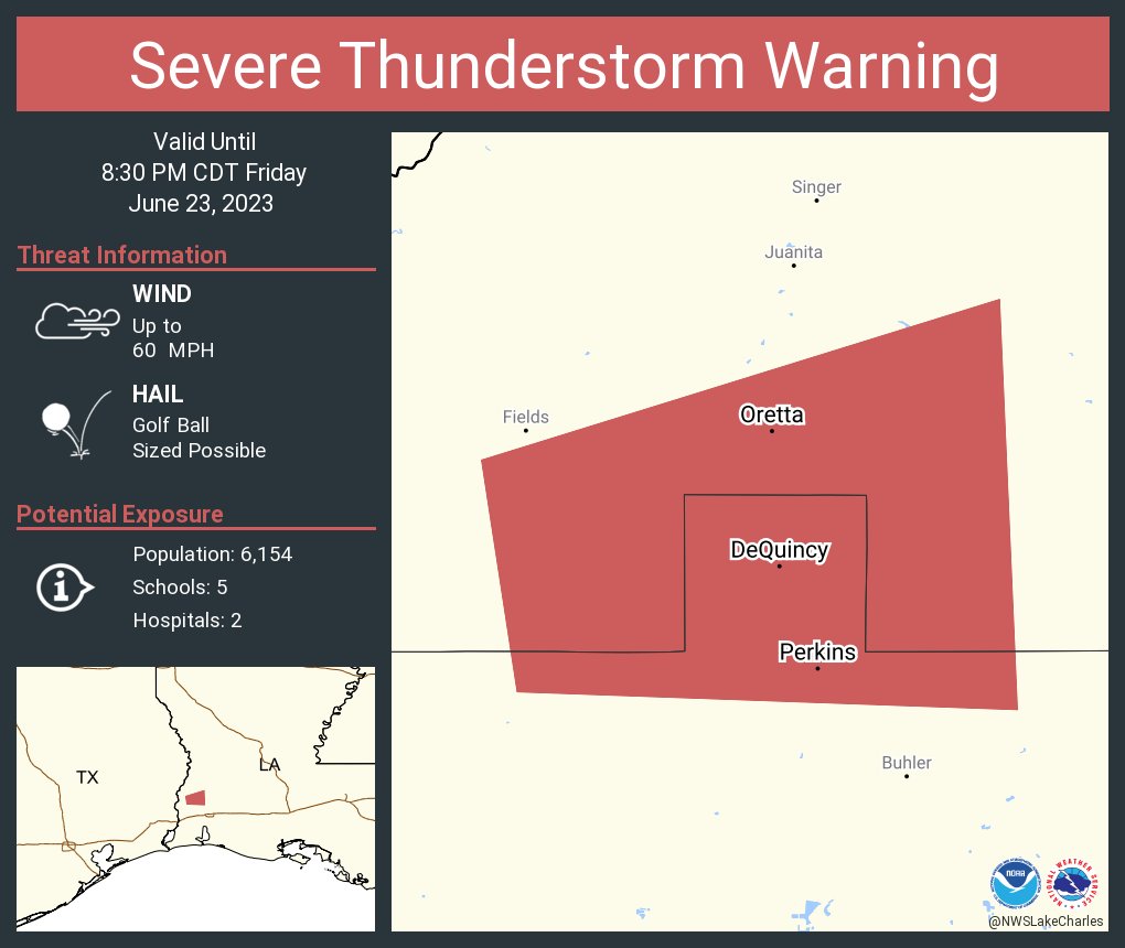 NWS Severe Tstorm on Twitter: "Severe Thunderstorm Warning including DeQuincy LA, Oretta LA and ...