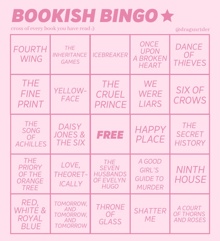 kaits! ˚୨୧⋆｡˚ ⋆ on Twitter: "POPULAR BOOK BINGO ☁️☁️ cross out what you ...