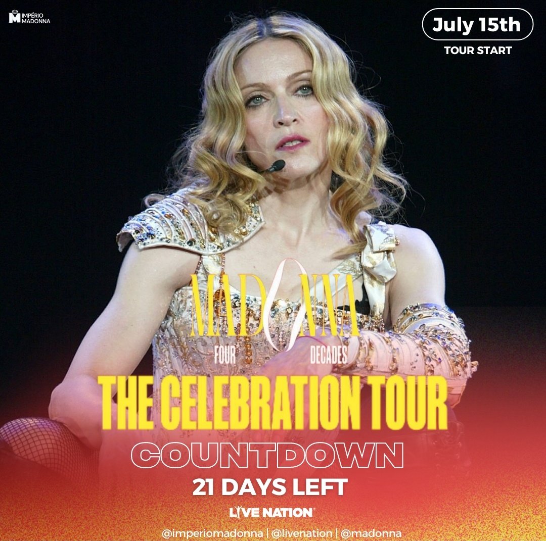 Império Madonna | 21 DIAS🪩 on Twitter: "⏲️| FALTAM 21 DIAS PARA O INÍCIO DA TURNÊ THE ...
