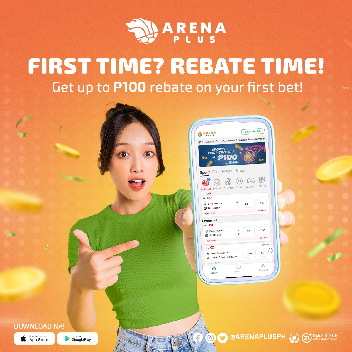 ArenaPlus on Twitter: "Bago pa lang sa ArenaPlus? Don’t worry! Kapag natalo ka sa first bet mo ...