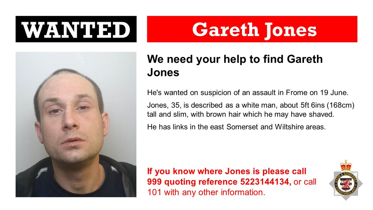 Avon and Somerset Police on Twitter: "Have you seen Gareth Jones wanted after an assault in # ...