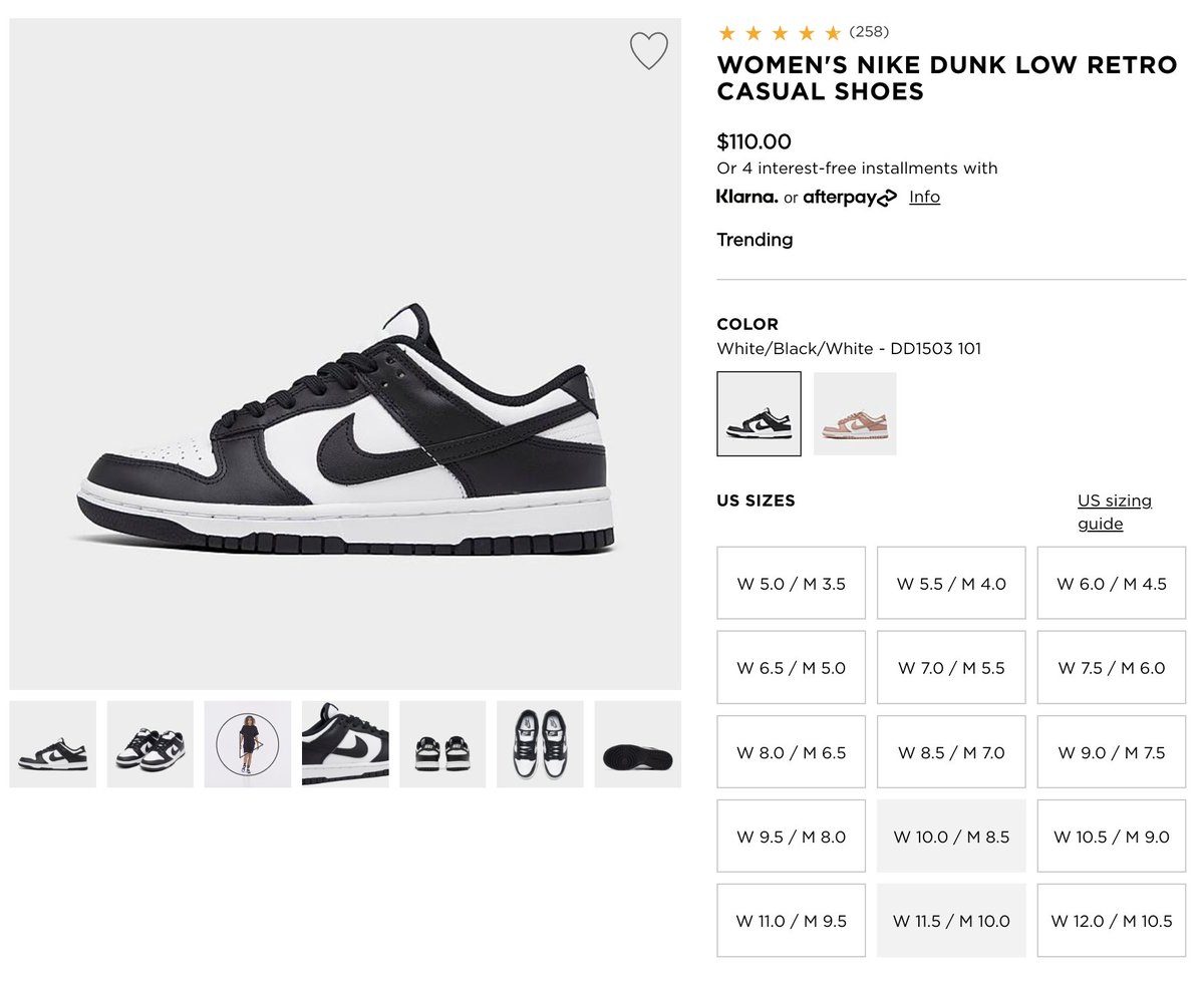 Sneaker Huddle on Twitter: "RESTOCK Ad: WMNS Nike Dunk Low "Panda" Finish Line https://bit.ly ...