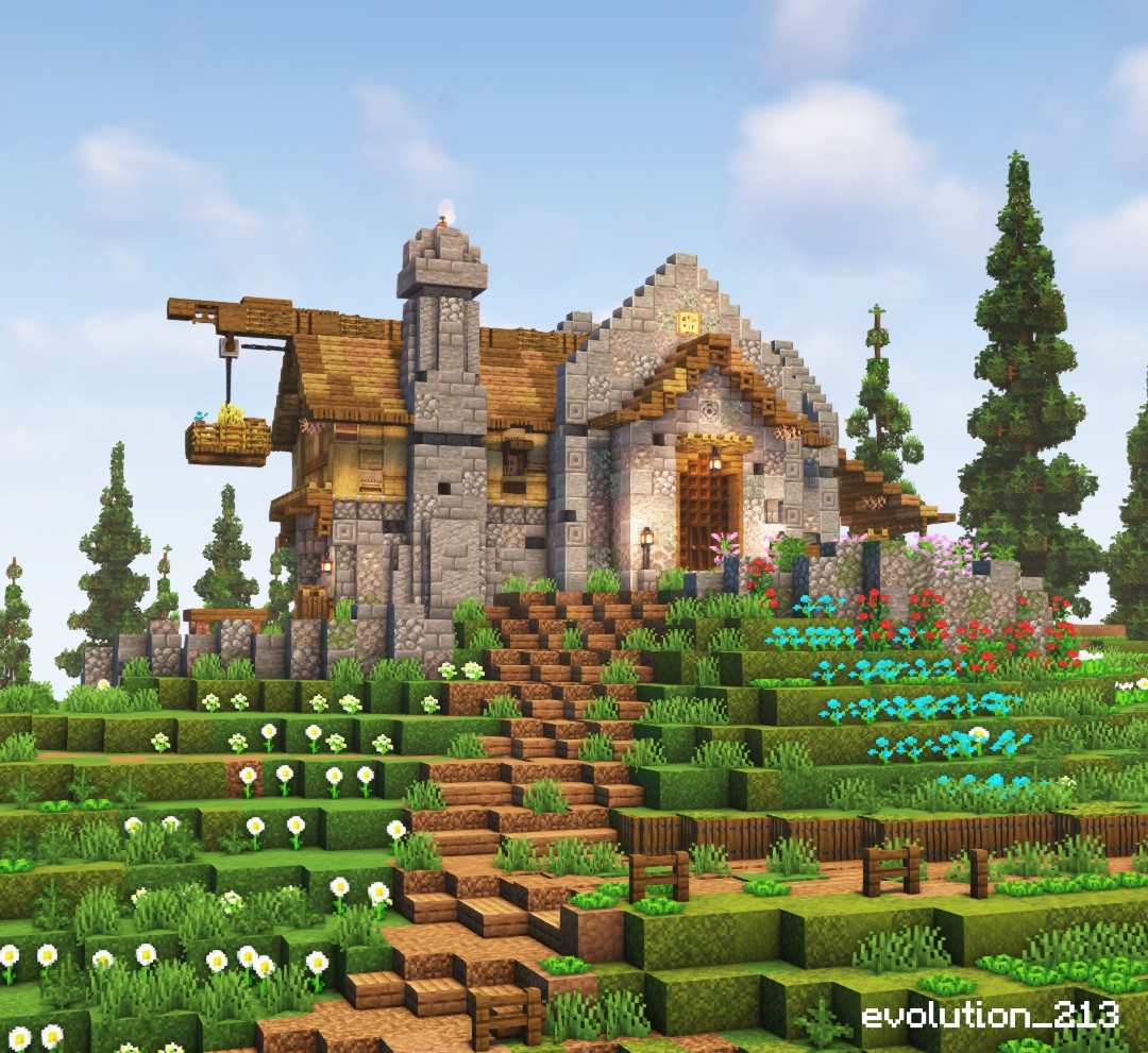 Evolution_213 on Twitter: "Medieval Farmhouse My build for @GraySun8151's community plot. # ...