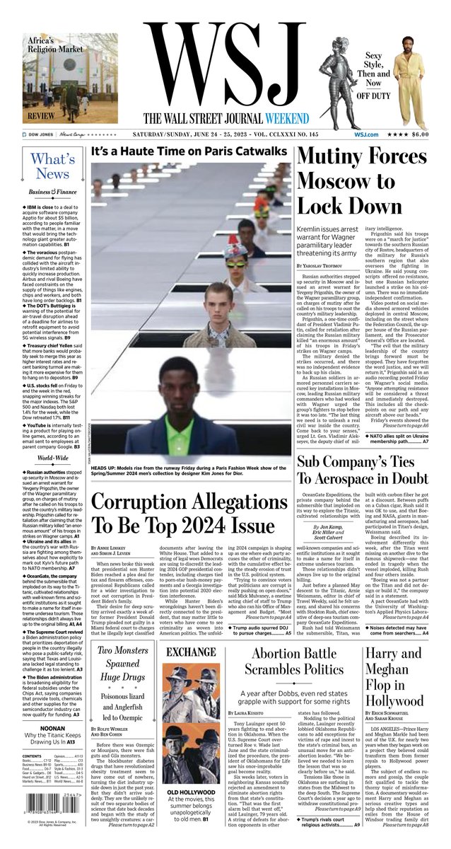 The Wall Street Journal on Twitter: "Take a look at the front page of today's Wall Street ...