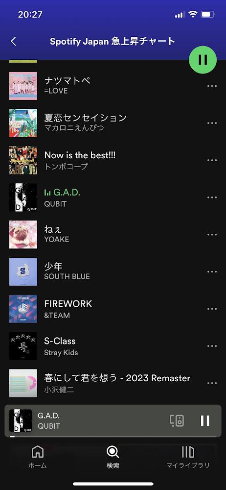 QUBIT on Twitter: "Spotify(@SpotifyJP ) 急上昇チャートイン 皆さん、引き続き「G.A.D.」を 配信でお楽しみください🎧 Listen now ...