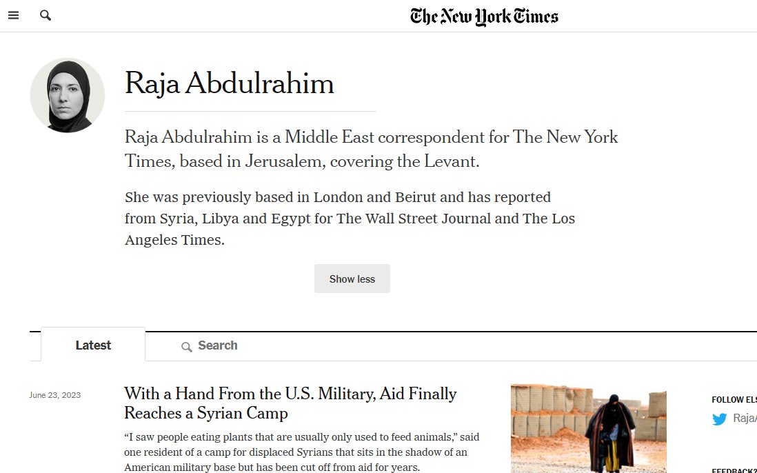 CAMERAorg on Twitter: "RT @gary_weiss: The @nytimes' Raja Abdulrahim was "Palestinian affairs ...