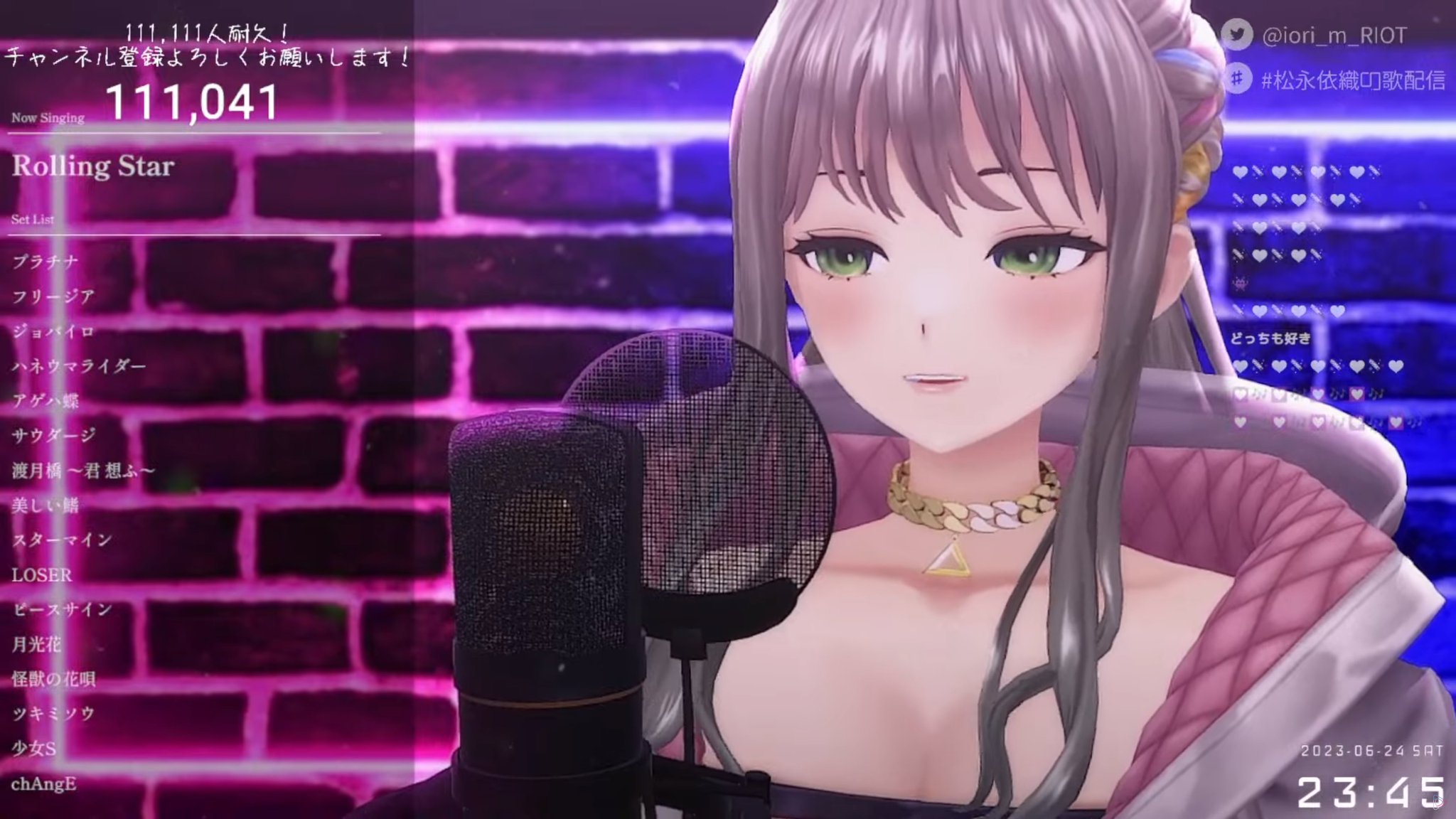 こげ田みかん🍸🔔🐝 on Twitter: "#松永依織の歌配信 29曲目 『Rolling Star』 YUI 【 #歌枠 / #karaoke 】緊急 チャンネル登録111,111人耐久が ...