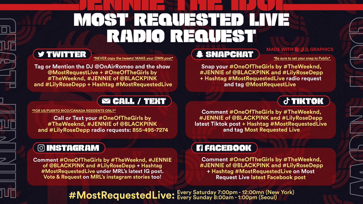 BLΛCKPIИK GLOBAL FANBASE on Twitter: "RT @NEWSJENNlE: ‼️ REMINDER: ‘Most Requested Live’ Radio ...