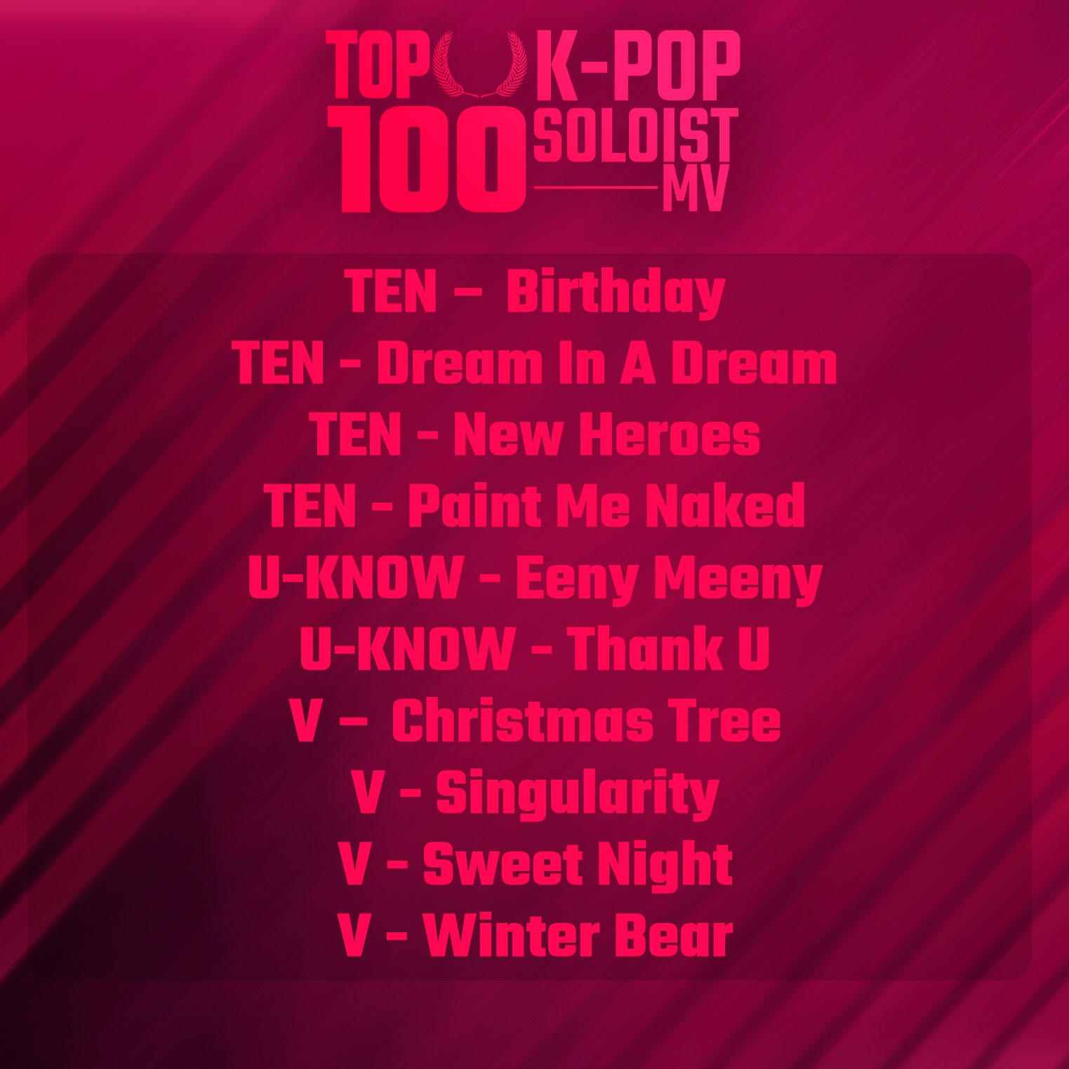 TOP 100 on Twitter: "TOP 100 – K-POP SOLOIST MV (NOMINEES) 👉 Vote for your favorite MVs: https ...