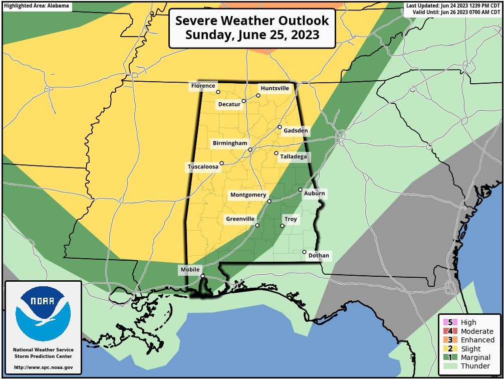WSFA 12 News on Twitter: "RT @TylerWSFA12: We've been upgraded to a level 2 risk of severe ...