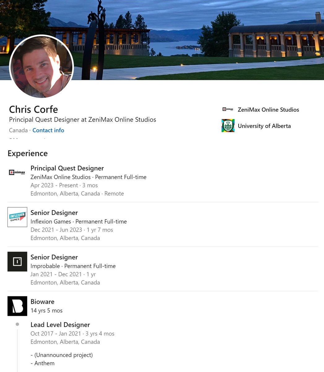 Idle Sloth💙💛 on Twitter: "(Hiring) Zenimax Online Studio has hired Roy Orr, Constance Griffith ...